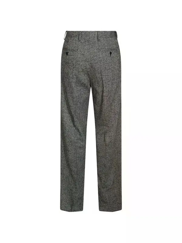 LARDINI Pleated Herringbone Trousers