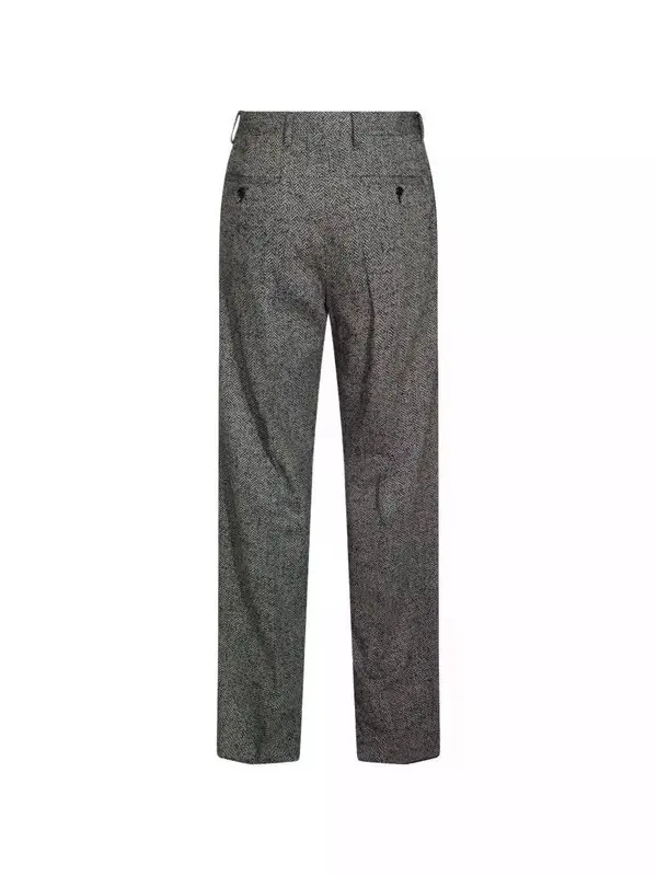 LARDINI Pleated Herringbone Trousers