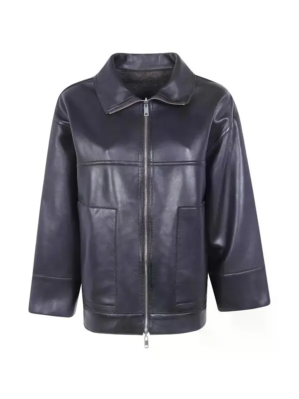 THE JACKIE LEATHERS Reversible Zip-up Leather Jacket