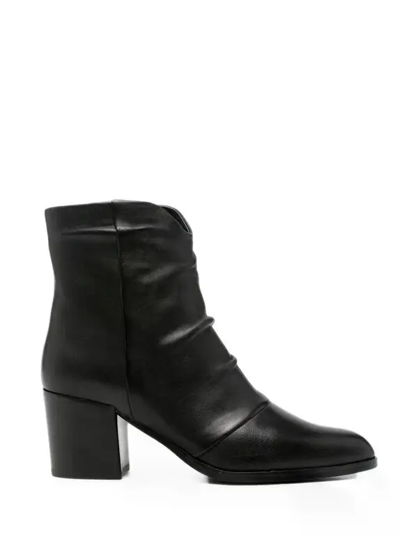 BRUNO PREMI Ruched-leather Ankle Boots - Black