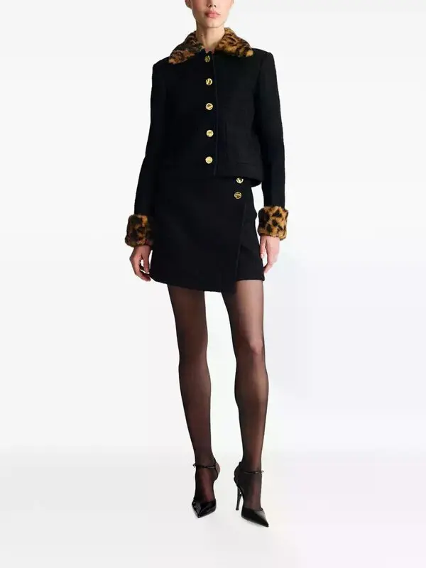 Cara Cara Benecio Leopard-trim Tweed Jacket