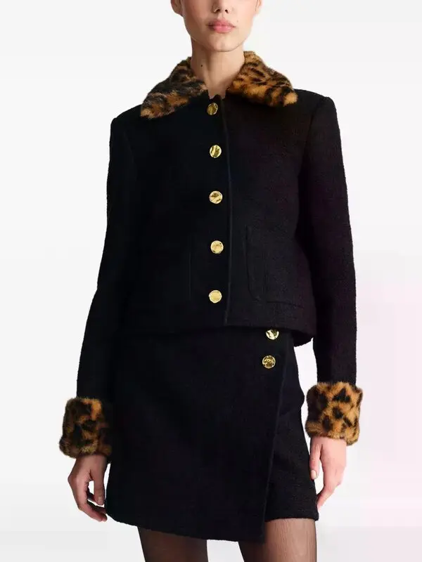 Cara Cara Benecio Leopard-trim Tweed Jacket
