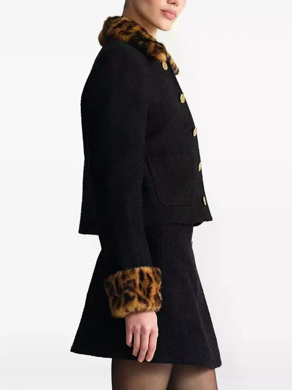 Cara Cara Benecio Leopard-trim Tweed Jacket