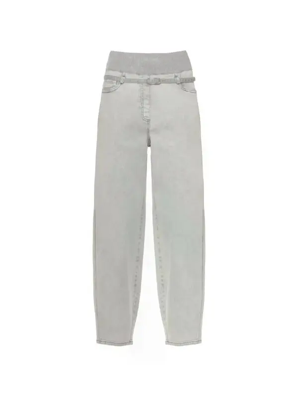 PANICALE Ribbed-waistband Belted Jeans - Grey