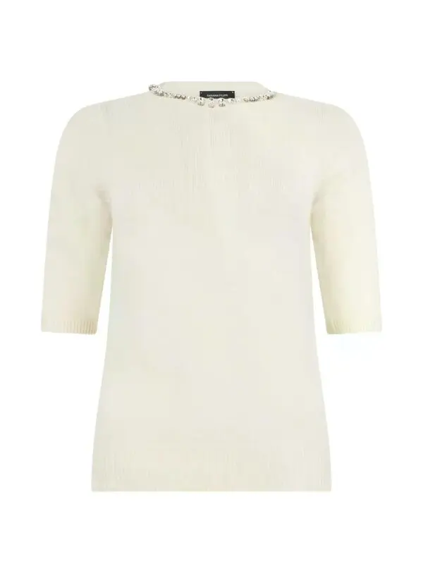 Fabiana Filippi Crystal-embellished Short-sleeve Sweater - Neutrals
