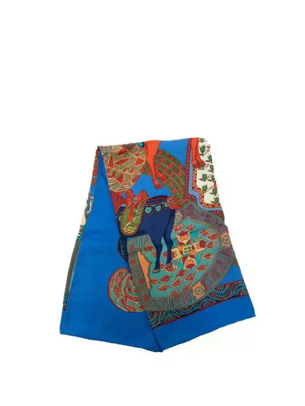 Hermès 1990-2010 Art Des Steppes Silk Scarf 90 Scarves - Blue