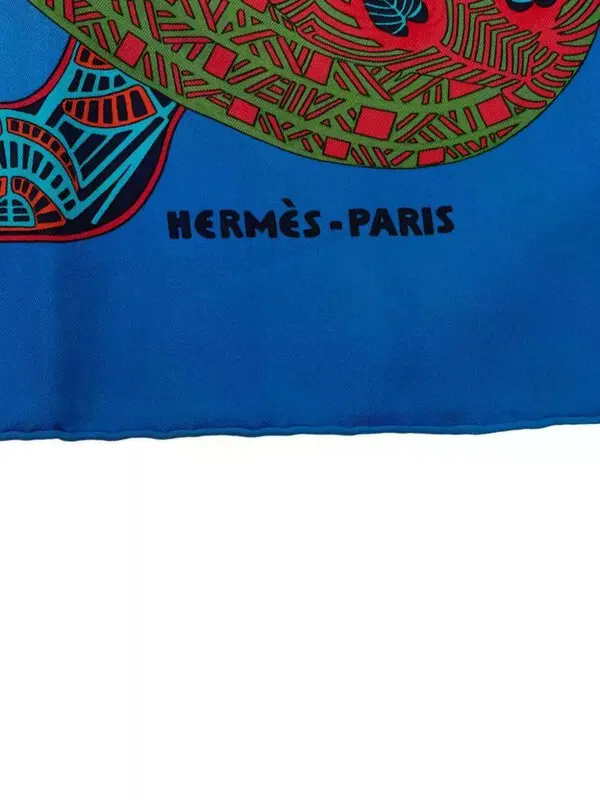 Hermès 1990-2010 Art Des Steppes Silk Scarf 90 Scarves - Blue