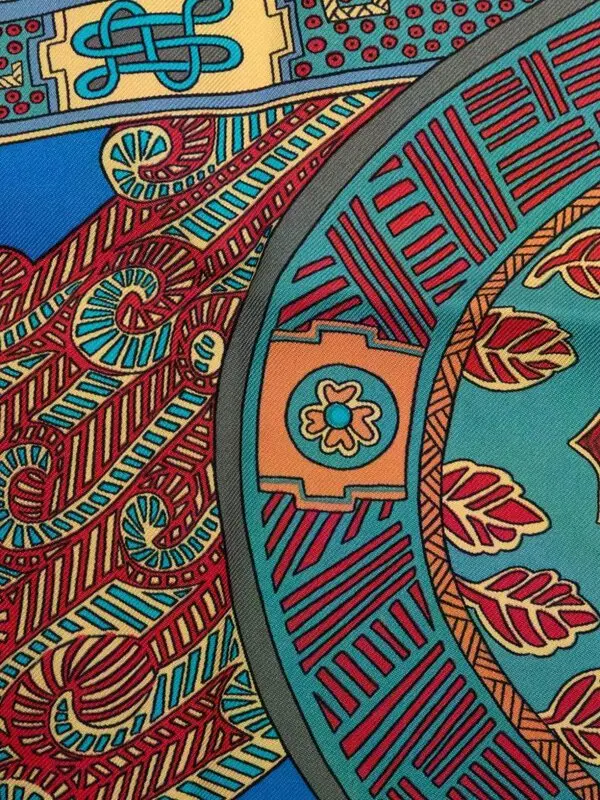 Hermès 1990-2010 Art Des Steppes Silk Scarf 90 Scarves - Blue