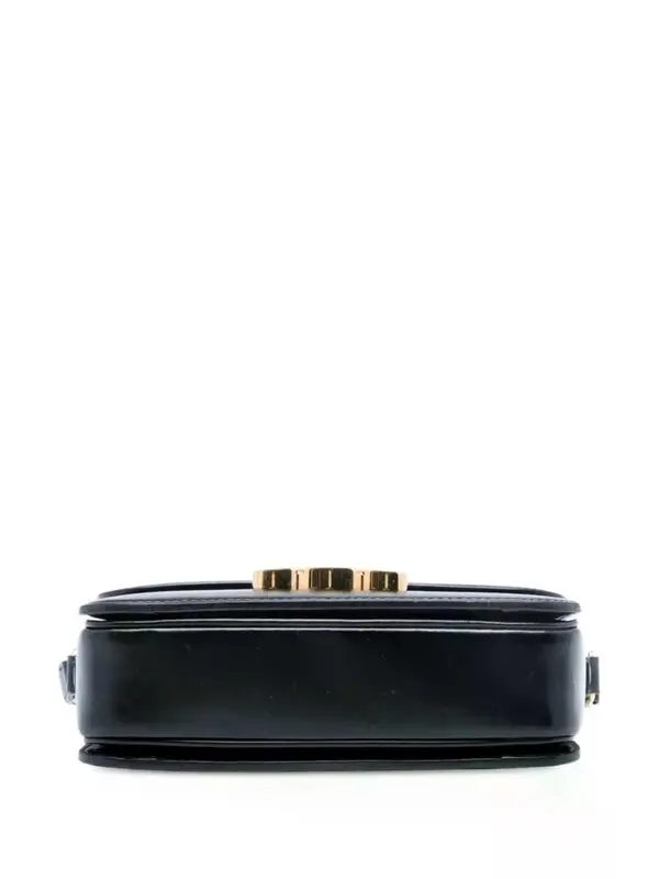 Celine 2019 Teen Shiny Calfskin Triomphe Crossbody Bag - Black