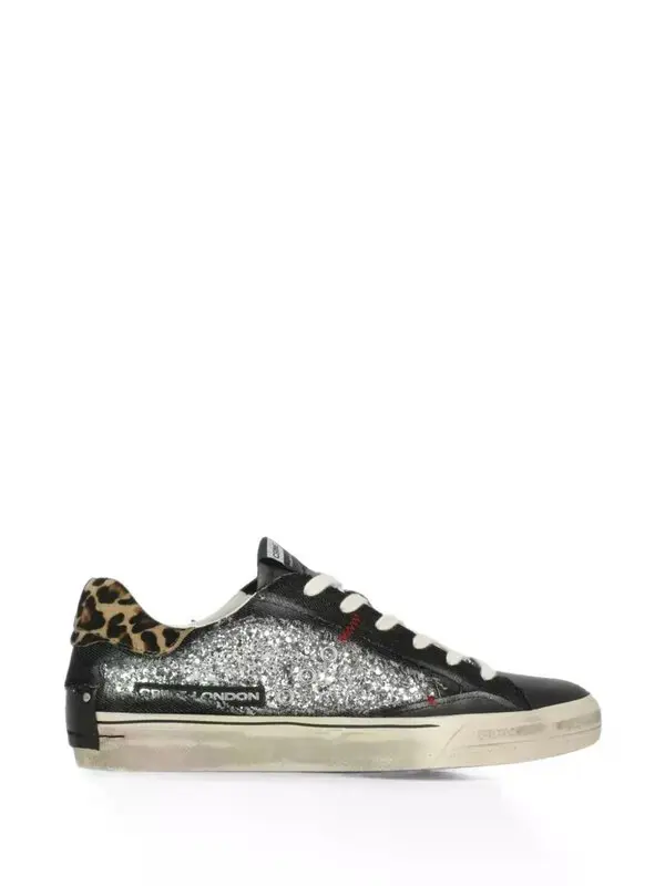 CRIME LONDON Desconstructed Glitter-detail Leopard-print Sneakers