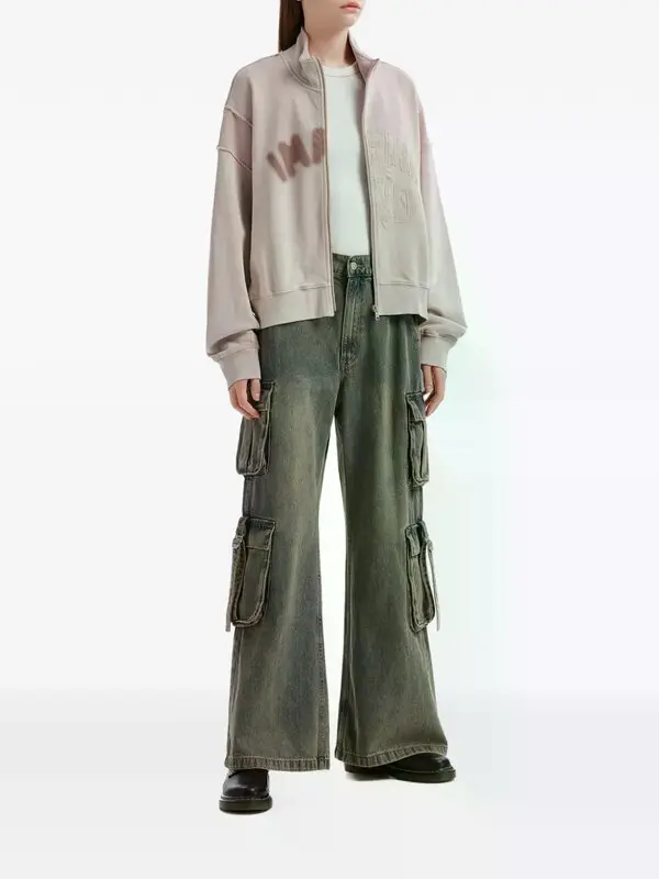 Izzue Logo-appliqué Zip-up Sweatshirt - Pink