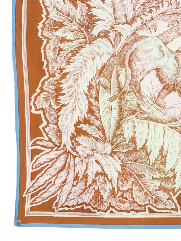 INOUI EDITIONS Lion-print Silk Scarf - Brown