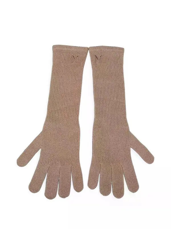 Max Mara Ribbed-knit Logo-embroidered Gloves