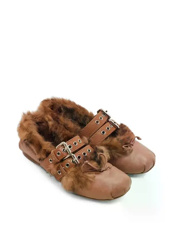 Miu Miu Buckled Bow Ballet Flats