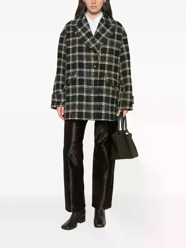 Herno Check-pattern Double-breasted Jacket - Black