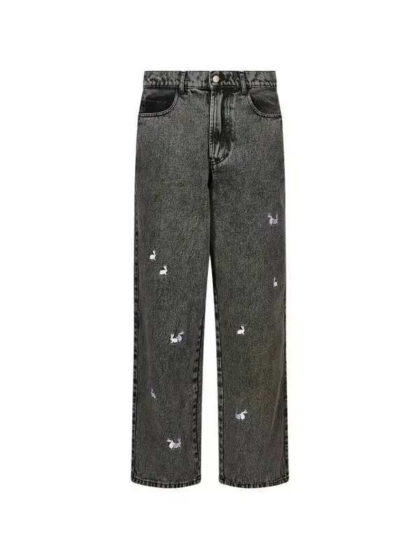CARNE BOLLENTE Billionaire Rabbit-embroidered Acid-wash Jeans