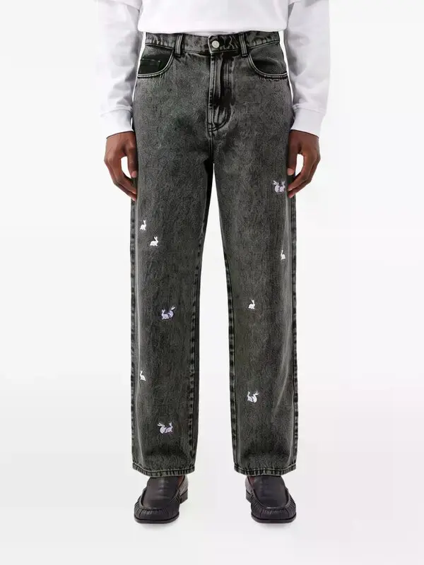 CARNE BOLLENTE Billionaire Rabbit-embroidered Acid-wash Jeans