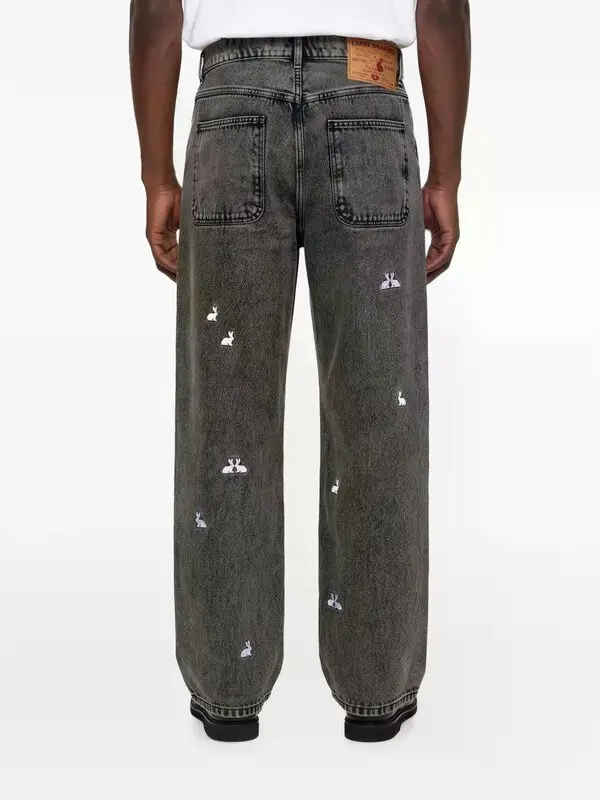 CARNE BOLLENTE Billionaire Rabbit-embroidered Acid-wash Jeans