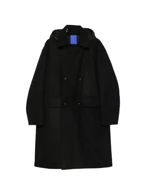 DUNO Double-breasted Hooded Coat - Black