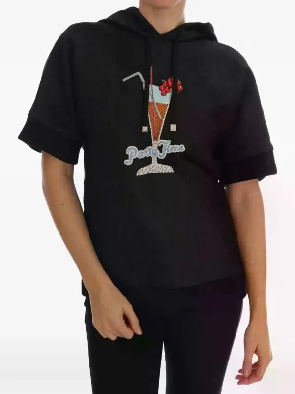 Dolce & Gabbana Crystal-embellished Short-sleeve Hoodie - Black
