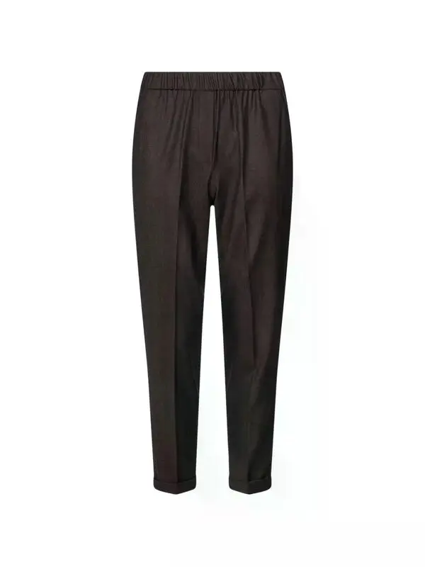 Antonelli Firenze Rosalba Cigarette Elasticated-waistband Turn-up Trousers - Brown