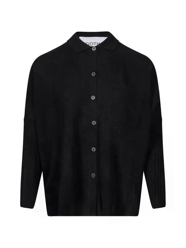 GOTHA Ribbed-sleeve Button-down Sweater