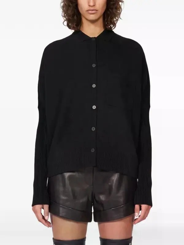 GOTHA Ribbed-sleeve Button-down Sweater