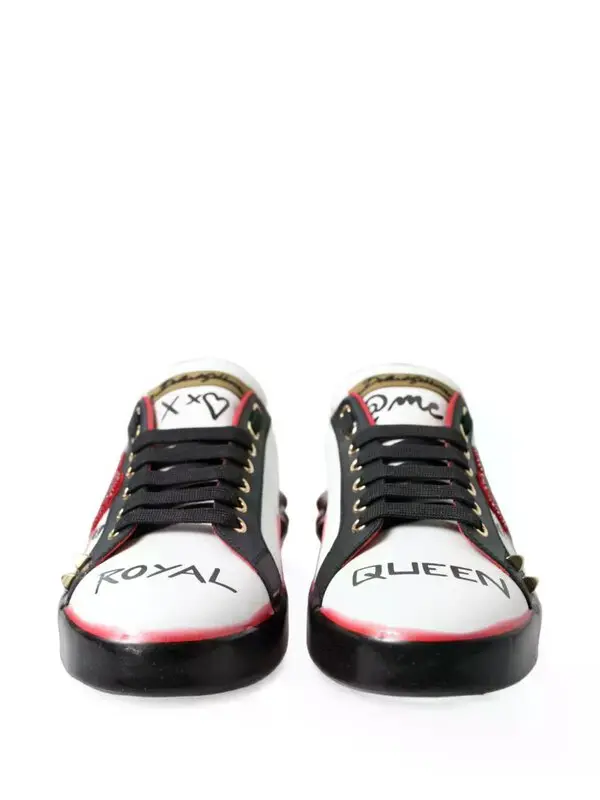 Dolce & Gabbana Portofino Crystal-embellished Leather Sneakers