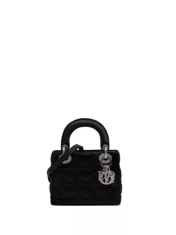 Dior 2011 Mini Satin Cannage Swarovski Crystal Lady Satchel