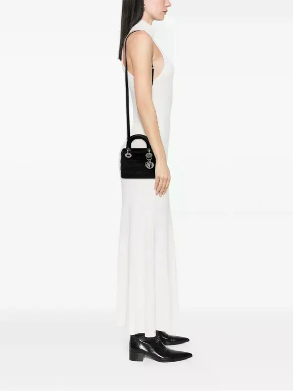 Dior 2011 Mini Satin Cannage Swarovski Crystal Lady Satchel