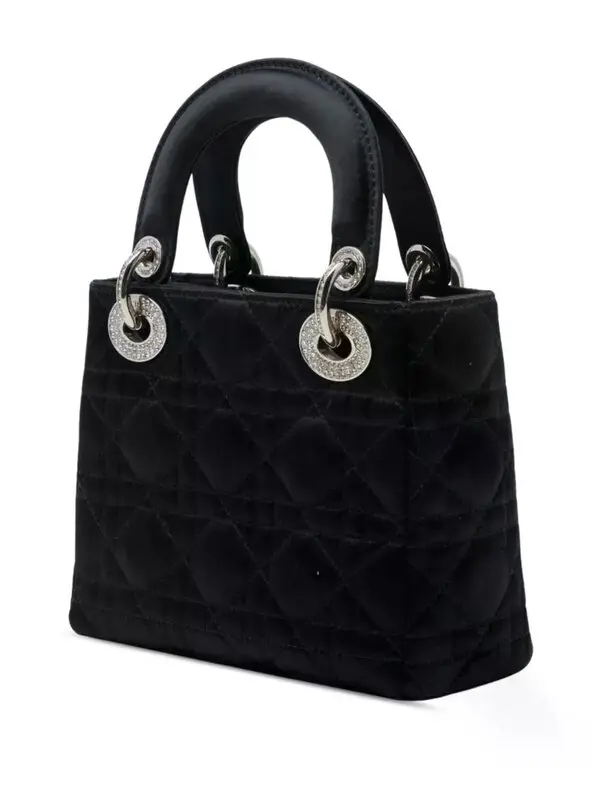 Dior 2011 Mini Satin Cannage Swarovski Crystal Lady Satchel