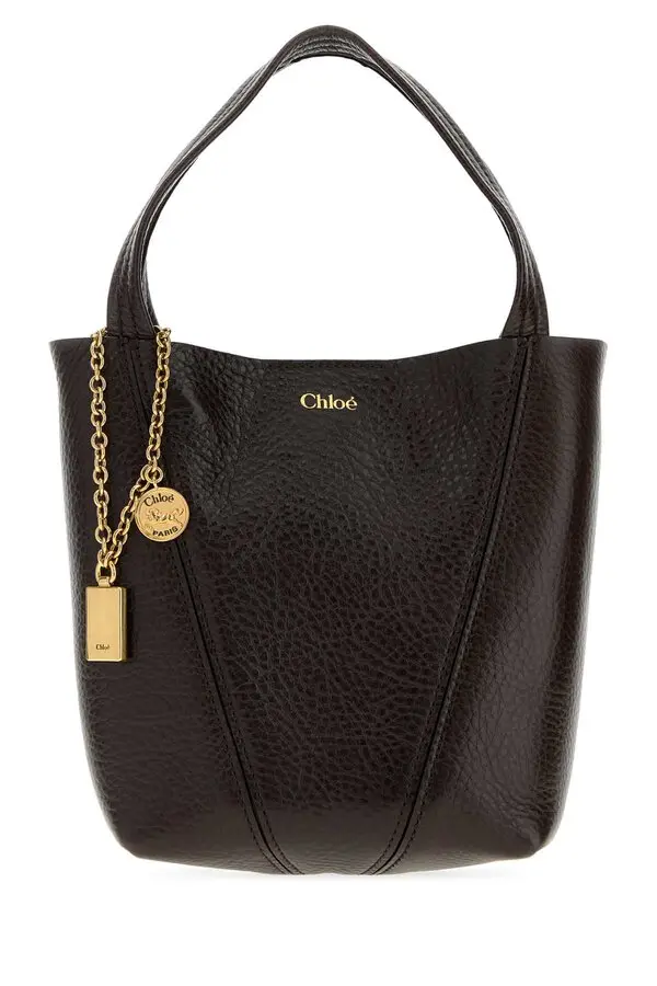 Chloé Dark Leather Small Spin Shopping Bag