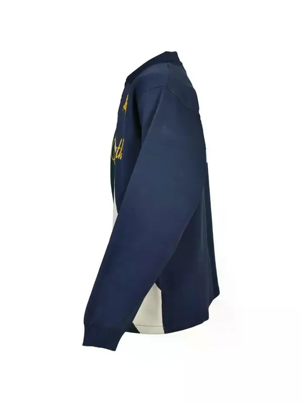 BREATH Embroidered Double-jacquard Polo Shirt - Blue