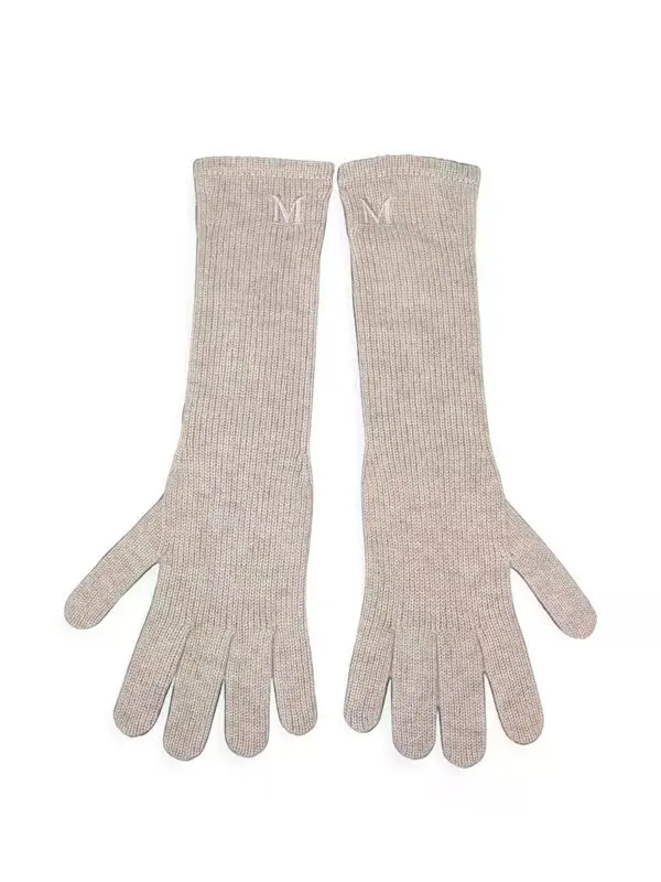 Max Mara Ribbed-knit Logo-embroidered Gloves