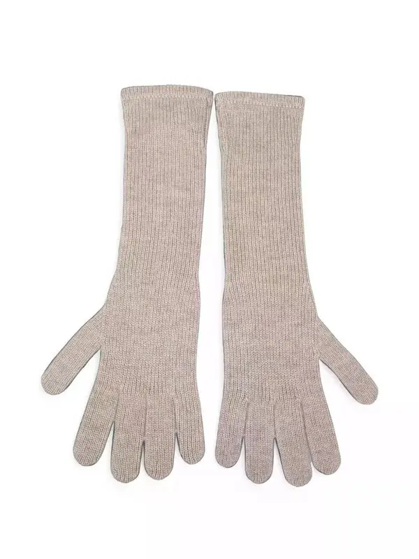 Max Mara Ribbed-knit Logo-embroidered Gloves