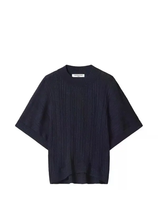 Maison Kitsuné Ribbed-knit T-shirt - Blue