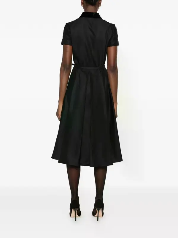 Fendi Velvet-collar Belted Midi Dress