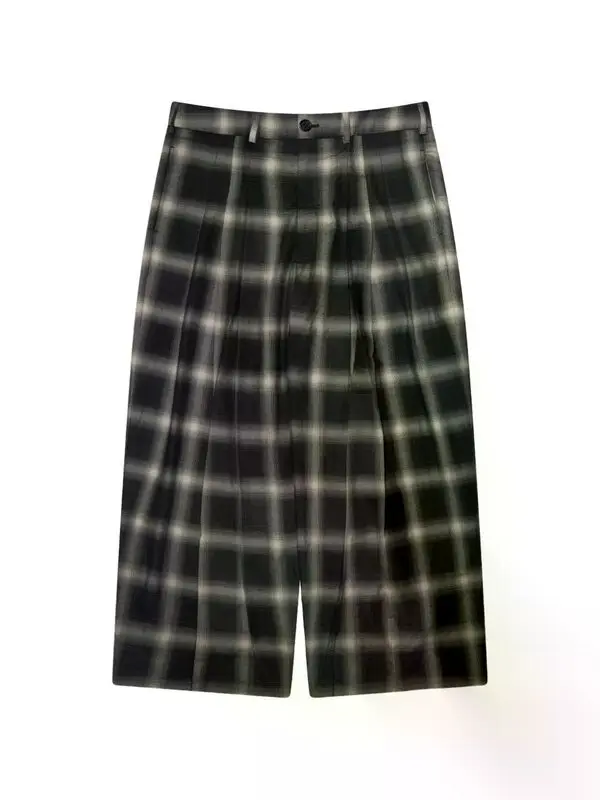 LỰU ĐẠN Triple-pleat Plaid Trousers