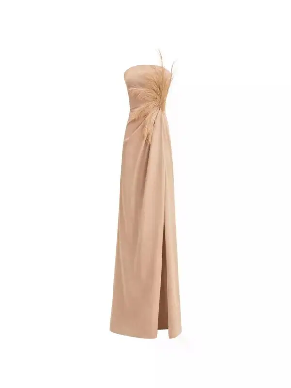 GEMY MAALOUF Strapless Feather-detail Dress