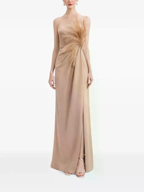 GEMY MAALOUF Strapless Feather-detail Dress