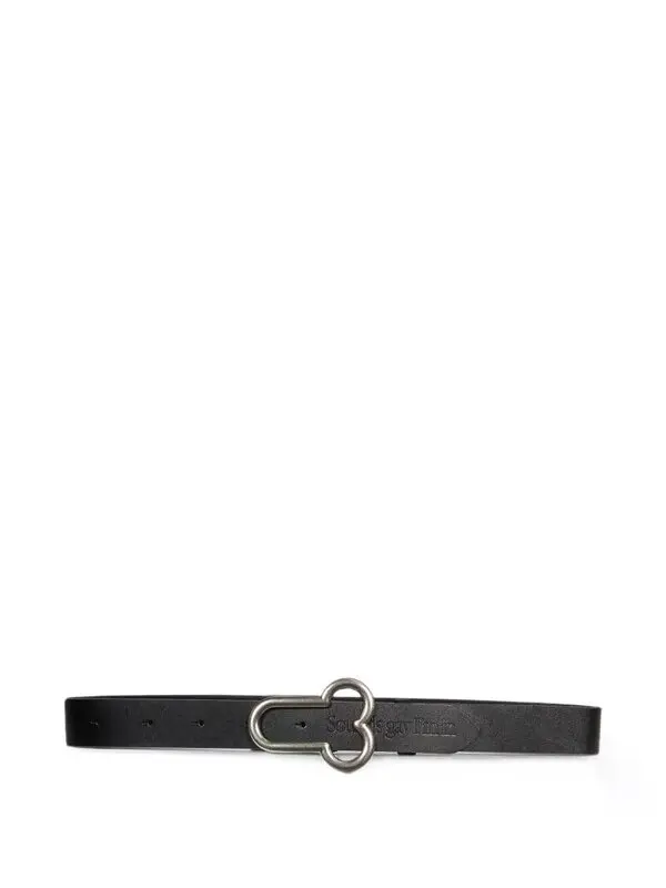 CARNE BOLLENTE Sculptural-buckle Leather Belt - Black