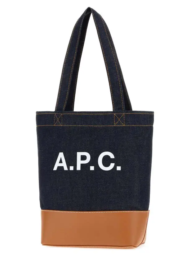 A.p.c. Two-tone Denim And Leather Axelle Shopping Bag - Multicolor