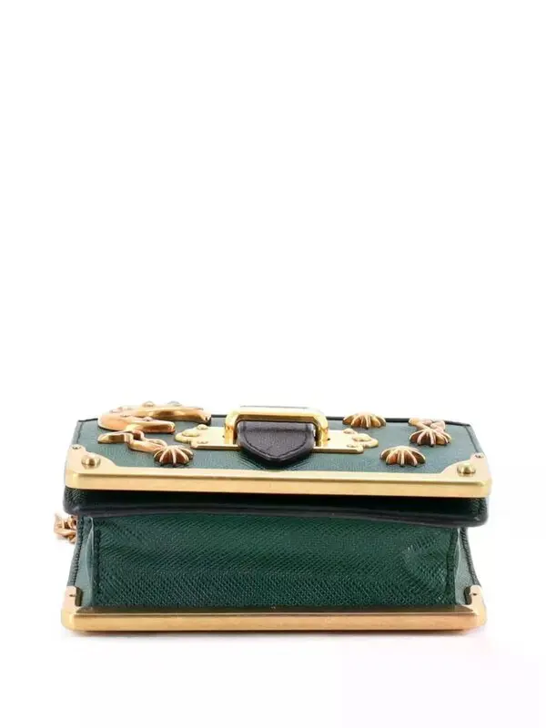 Prada Cahier Embellished Leather Micro Crossbody Bag