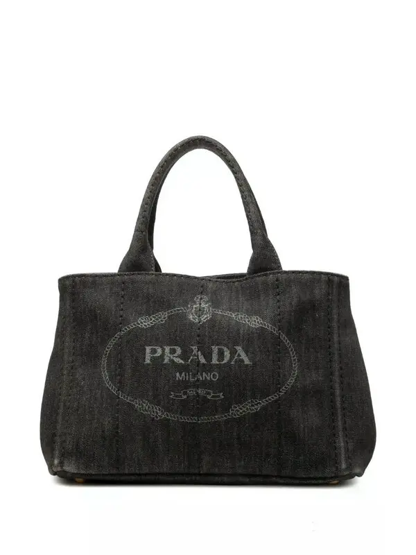 Prada 2013-2026 Small Denim Canapa Logo Tote Satchel