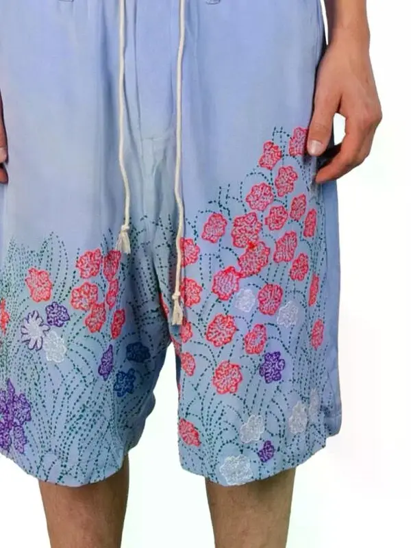 GLASS CYPRESS Floral-embroidered Shorts