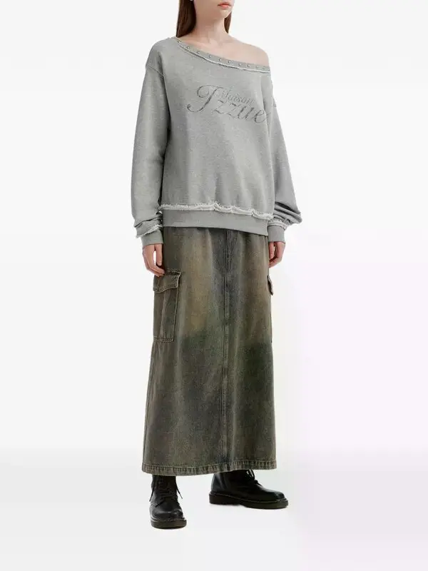 Izzue Stud-embellished Raw-edge Sweater