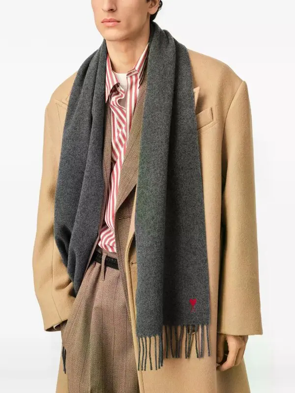 AMI Paris Wool Scarf With De Coeur