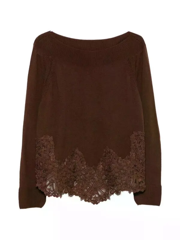 Ermanno Scervino Lace-trim Cashmere Sweater