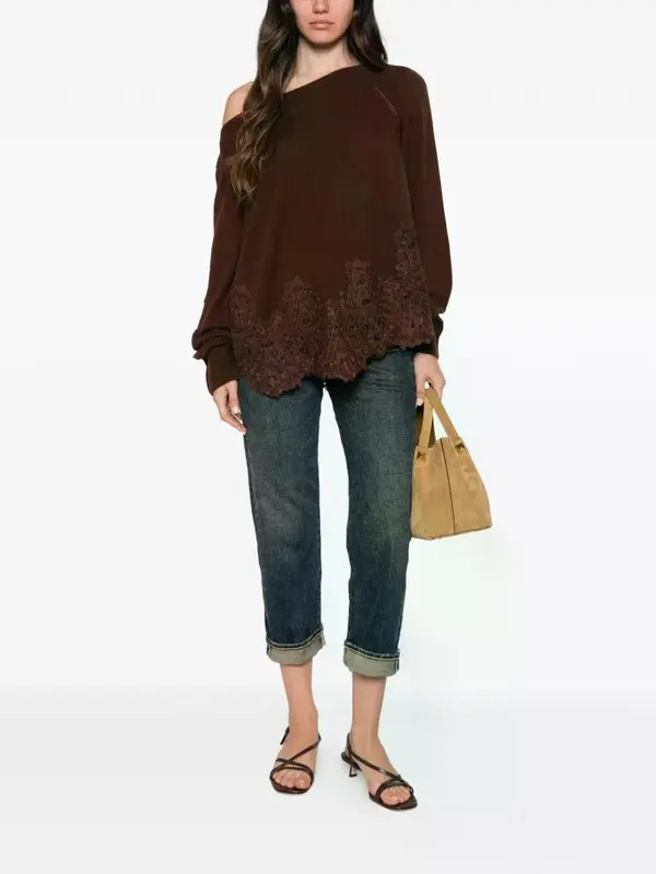 Ermanno Scervino Lace-trim Cashmere Sweater
