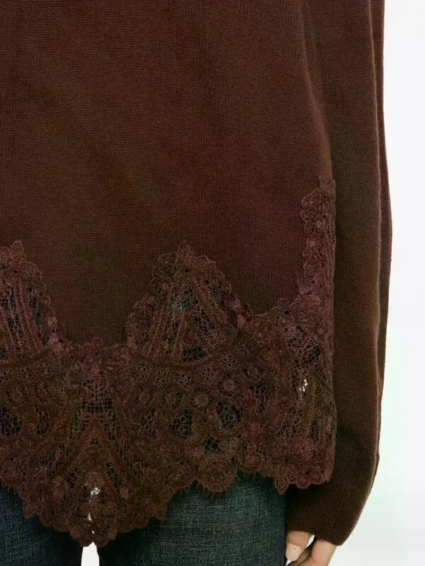 Ermanno Scervino Lace-trim Cashmere Sweater